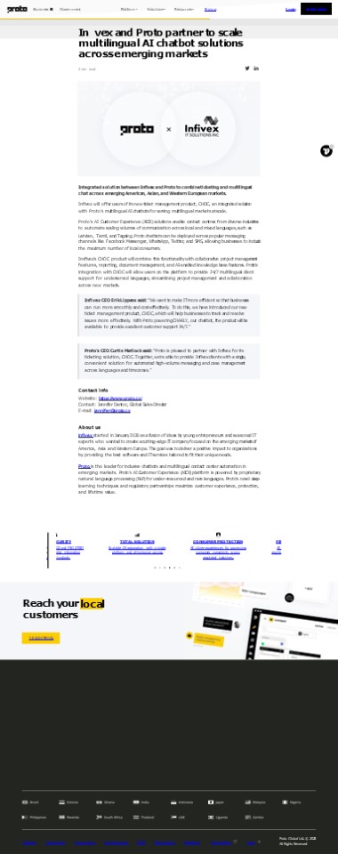 PPT – Infivex and Proto partner to scale multilingual AI chatbot solutions across emerging ...