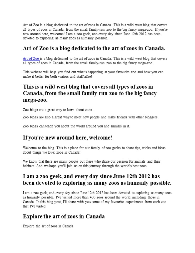 Art of Zoo is a blog dedicated to the art of zoos in Canada ...