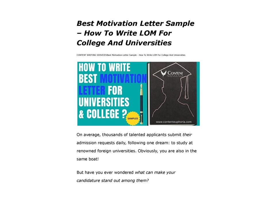 PPT – Best Motivation Letter Sample – How To Write LOM For College And ...