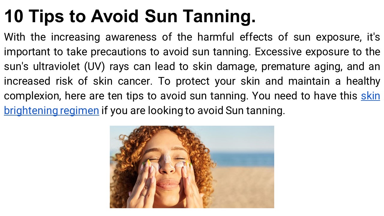 PPT – 10 Tips to Avoid Sun Tanning. PowerPoint presentation | free to ...