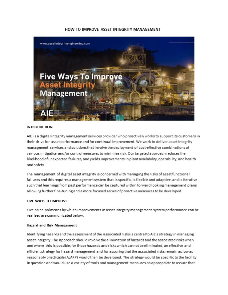 AIE | How To Improve Asset Integrity Management presentation | free to ...