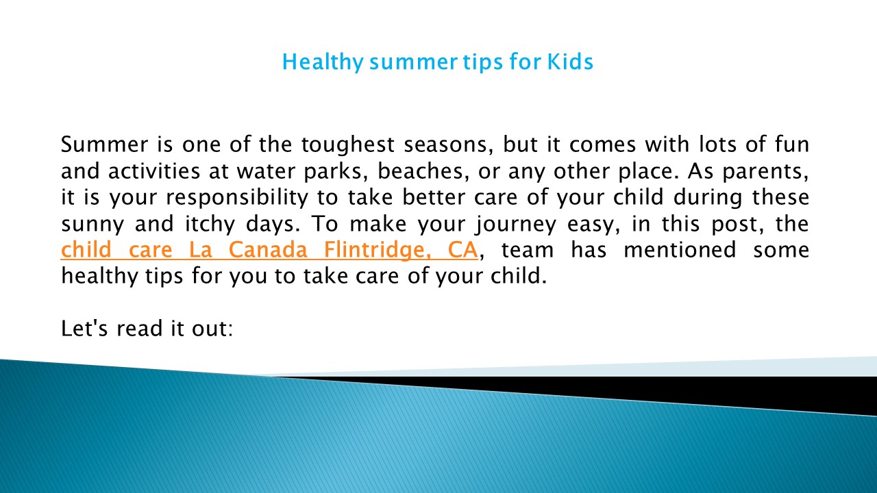 Healthy summer tips for Kids presentation | free to download