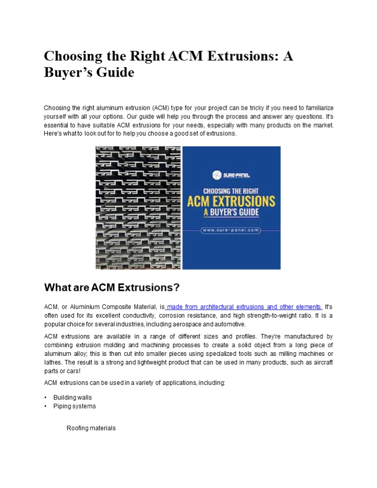 Choosing the Right ACM Extrusions: A Buyer's Guide presentation | free ...