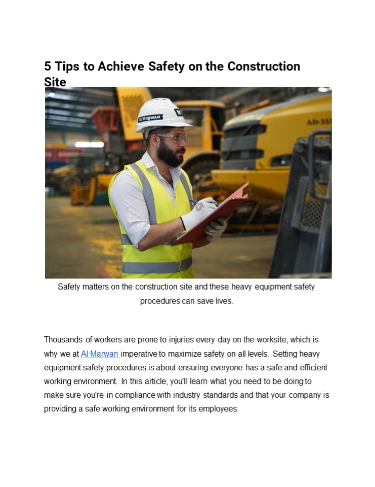 5 Tips to Achieve Safety on the Construction Site presentation | free ...