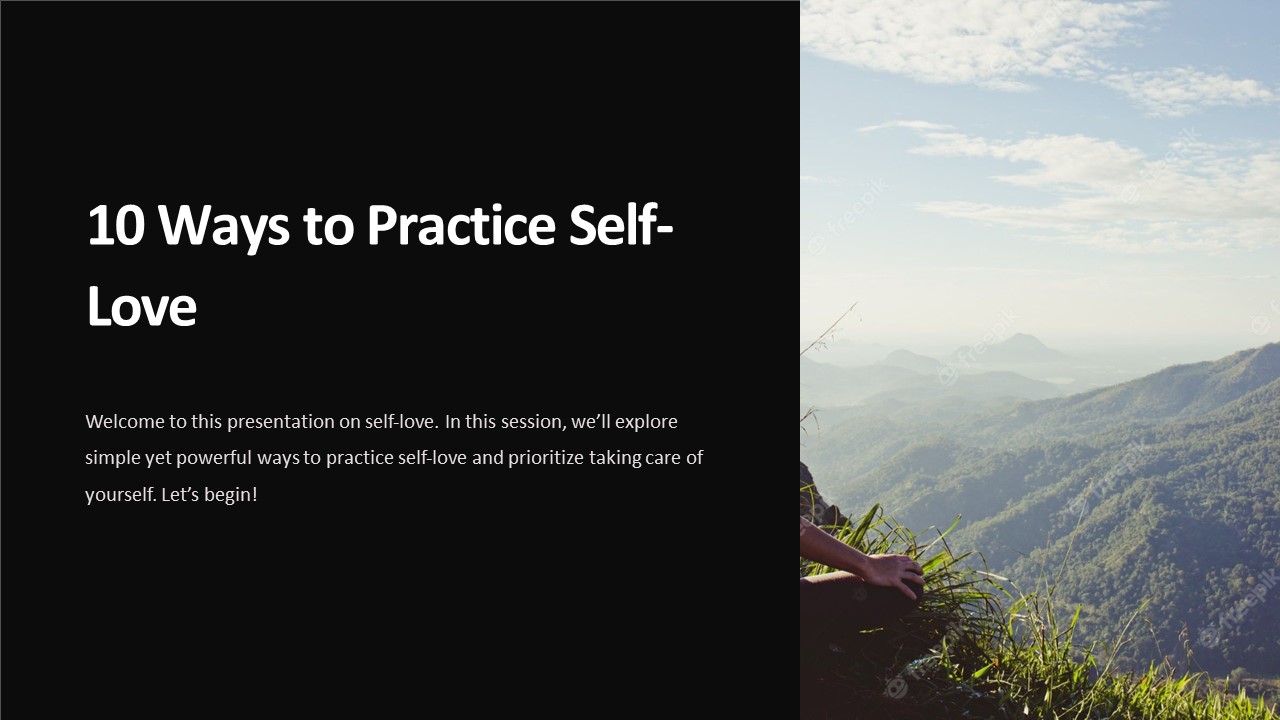 Love Yourself First-10 Transformative ways to Practice self love presentation | free to download