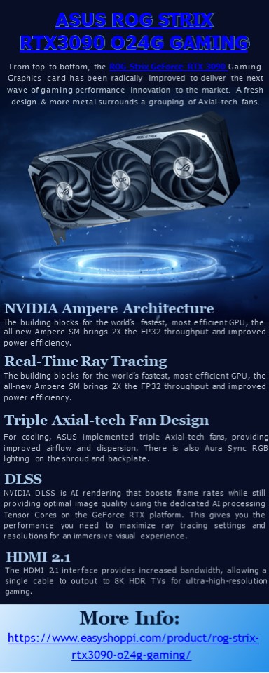 Asus Rog Strix Nvidia GeForce Rtx 3090 O24g Gaming Graphics card presentation | free to download