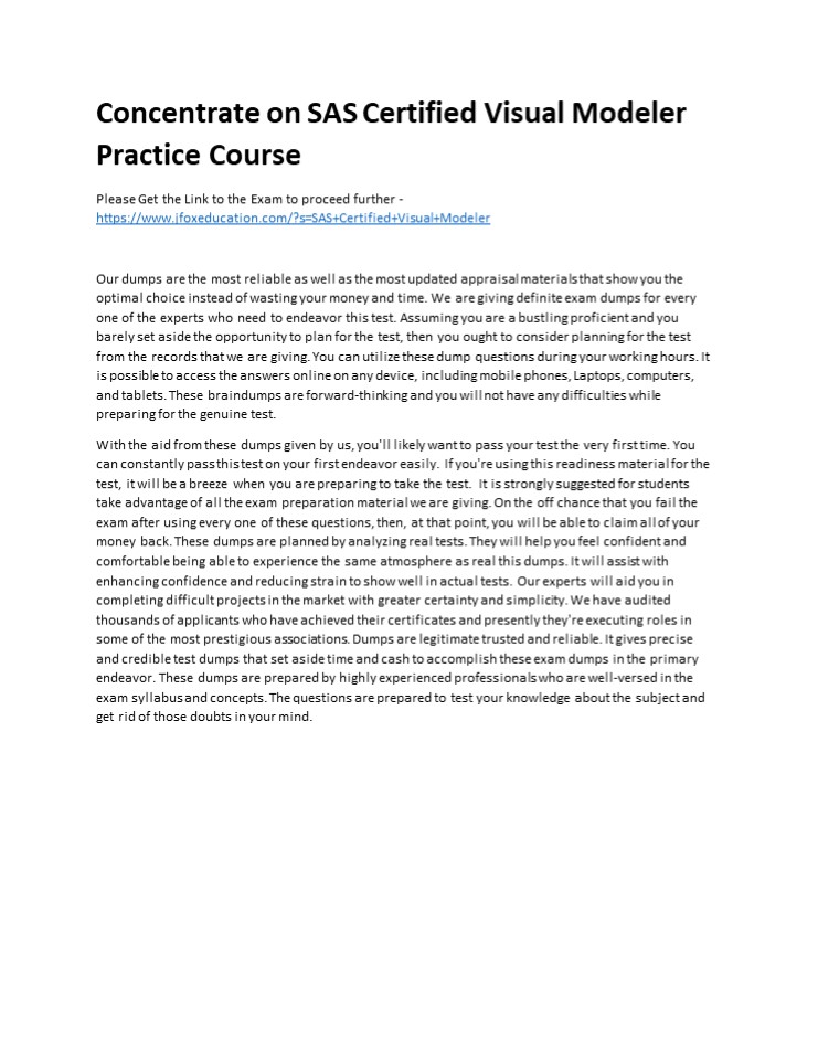 PPT – Concentrate on SAS Certified Visual Modeler Practice Course ...