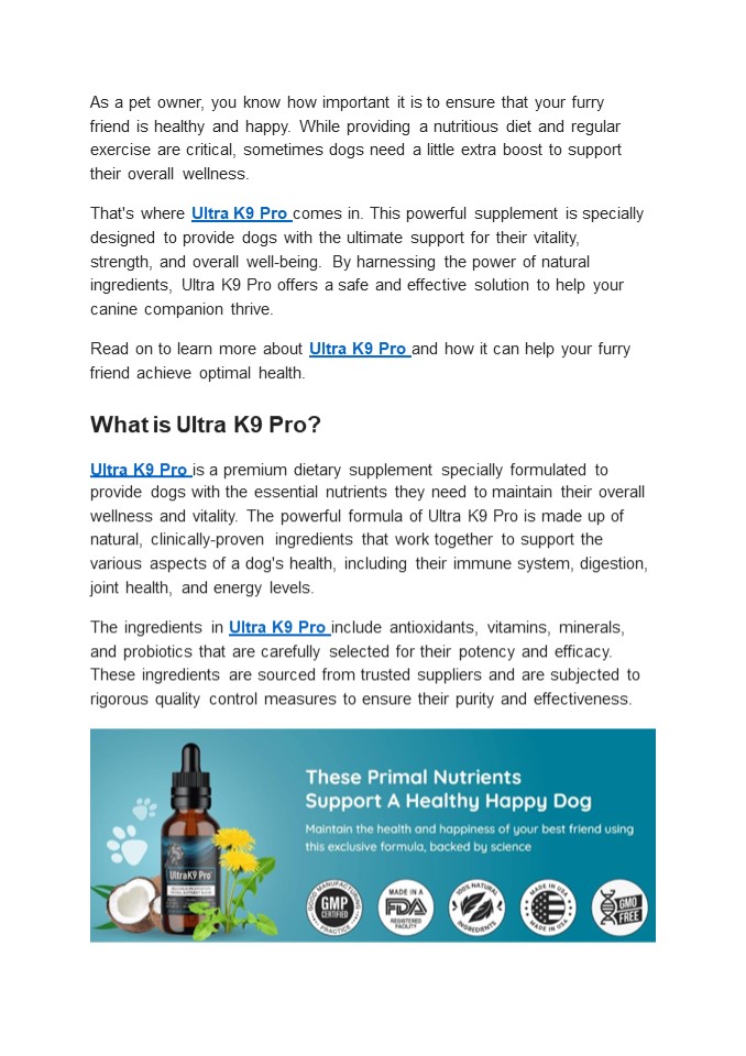 Ultra K9 Pro: Ingredients, Benefits, Side Effecst & Where To Buy ...