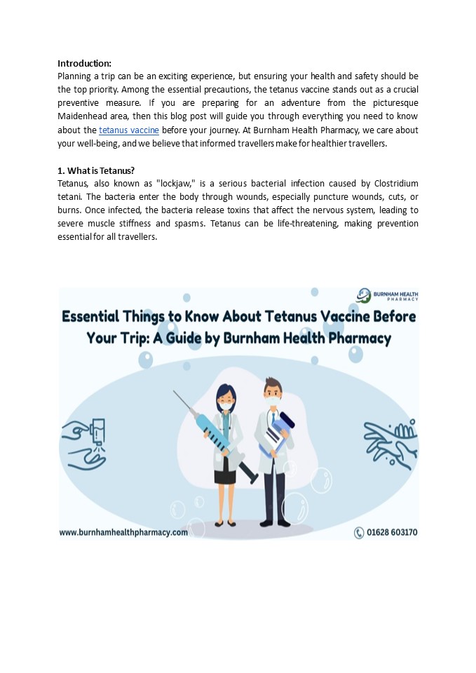 Essential Things to Know About Tetanus Vaccine Before Your Trip: A ...