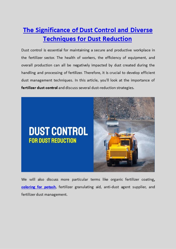 PPT – The Significance of Dust Control and Diverse Techniques for Dust ...