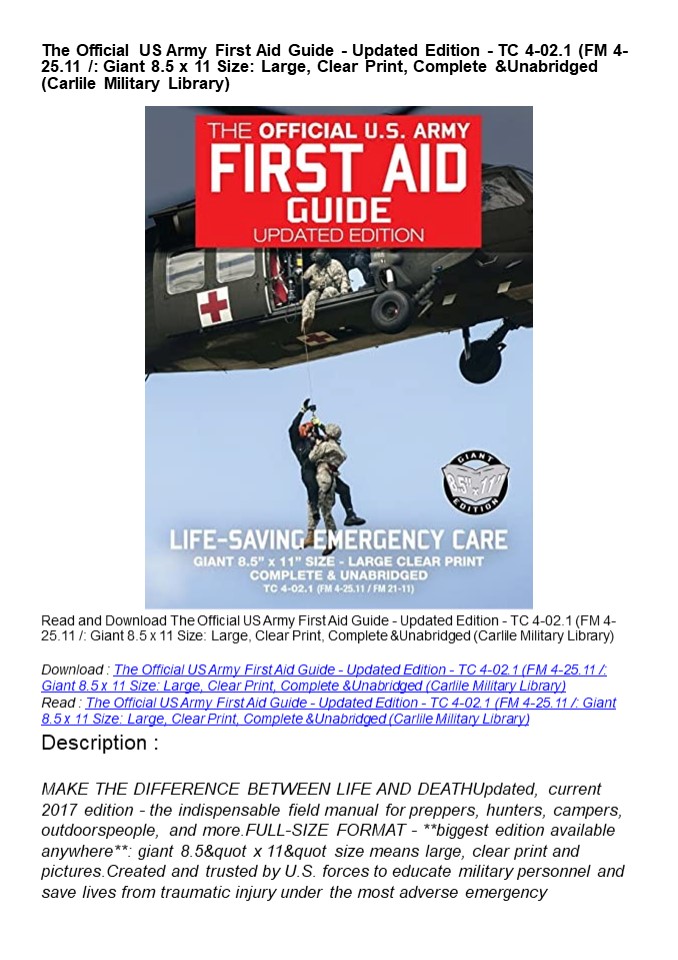 Pdf The Official US Army First Aid Guide - Updated Edition - TC 4-02.1 ...
