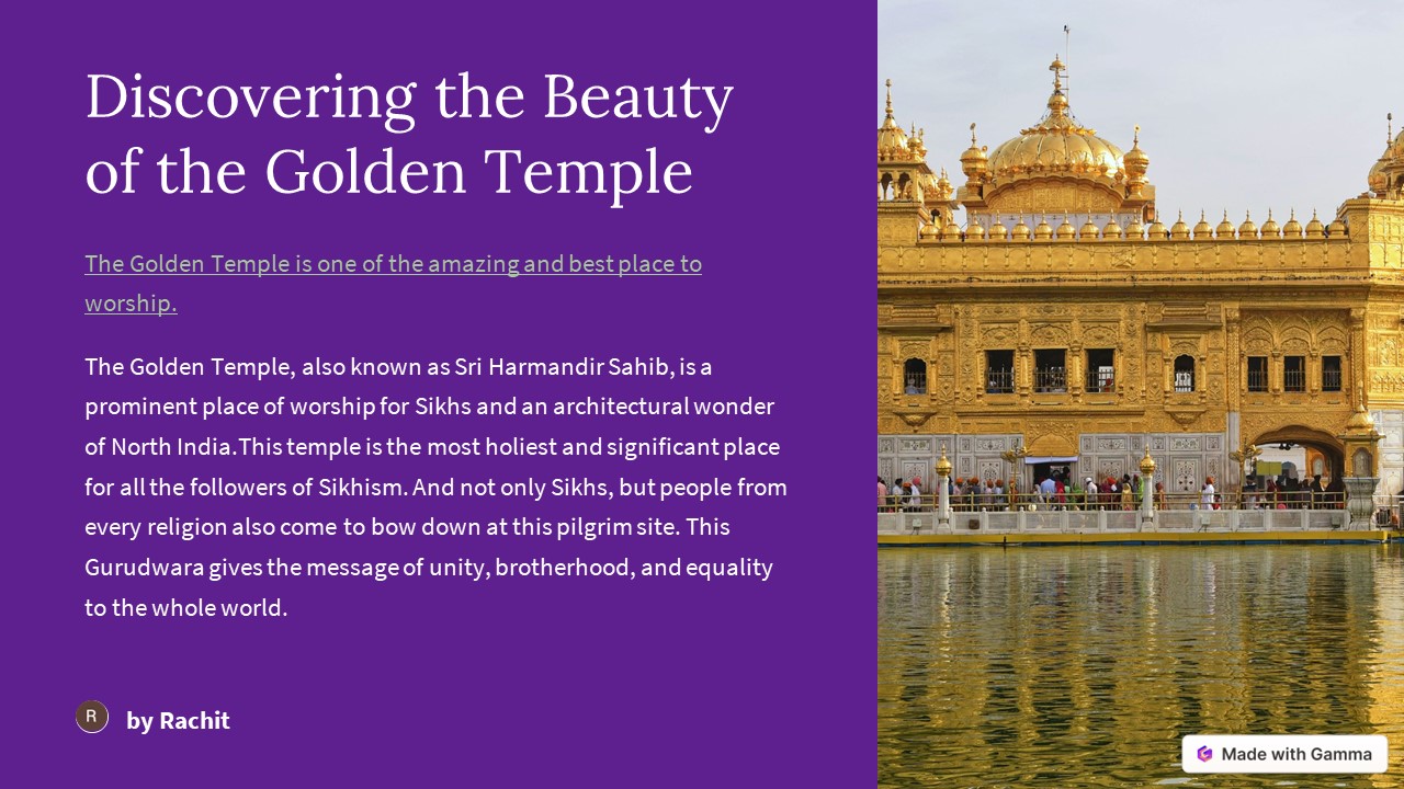 The Beauty of Golden Temple presentation | free to download