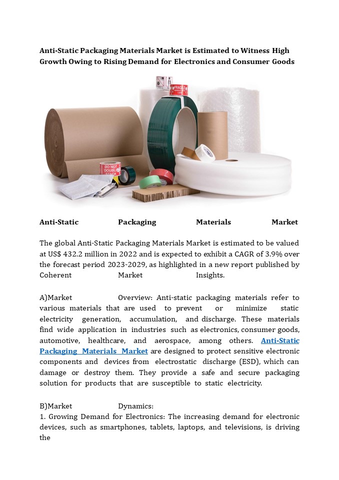 PPT – Anti-Static Packaging Materials Market is Estimated to Witness ...