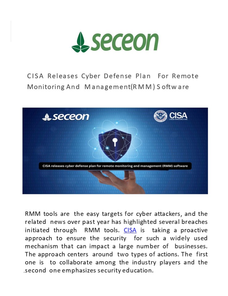 CISA Releases Cyber Defense Plan For Remote Monitoring And Management ...