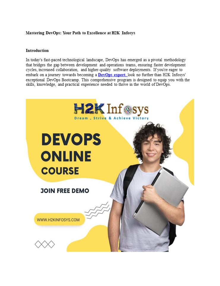 Mastering DevOps: Your Path to Excellence at H2K Infosys presentation ...