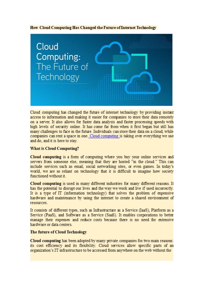 How Cloud Computing Has Changed the Future of Internet Technology ...