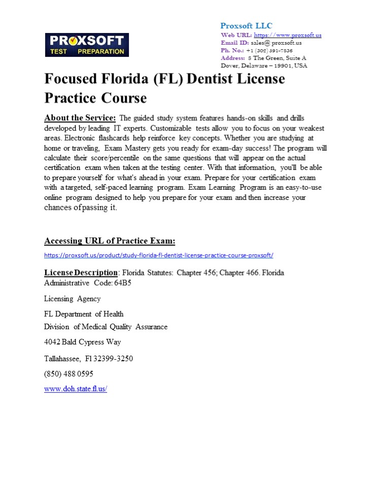 PPT – Focused Florida (FL) Dentist License Practice Course PowerPoint ...