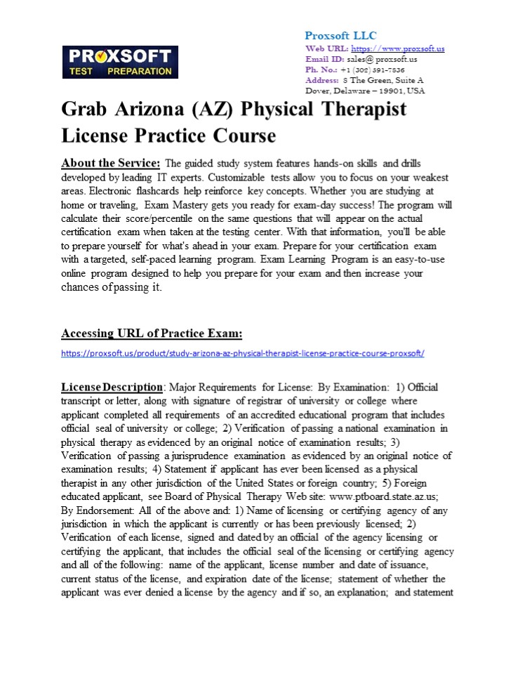 PPT – Grab Arizona (AZ) Physical Therapist License Practice Course ...