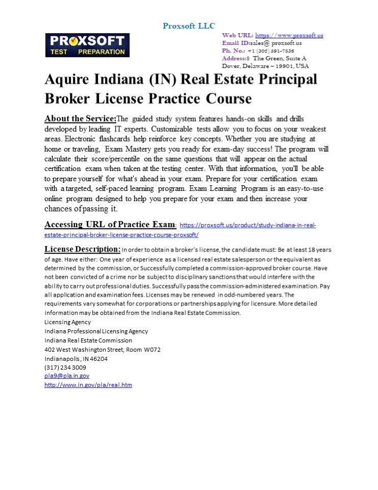 Aquire Indiana (IN) Real Estate Principal Broker License Practice ...