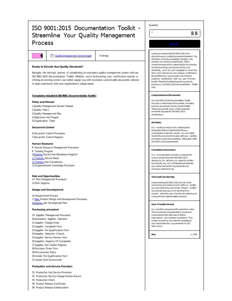 Quality Management System Documentation Toolkit presentation | free to ...