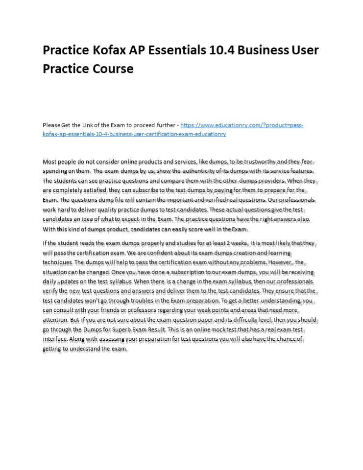 Practice Kofax AP Essentials 10.4 Business User Practice Course ...