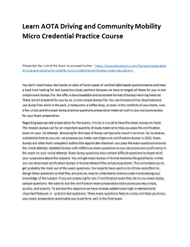 PPT – Learn AOTA Driving and Community Mobility Micro Credential ...