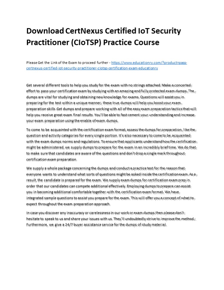 Download CertNexus Certified IoT Security Practitioner (CIoTSP) Practice Course presentation ...