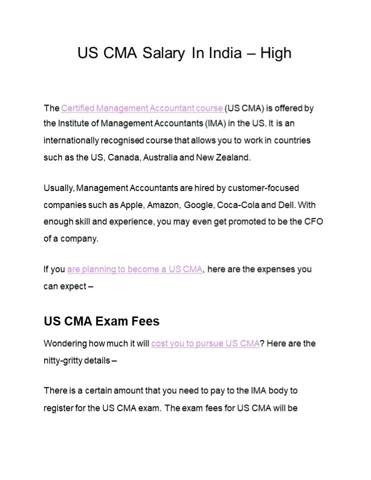 What is the highest-paying cma salary in India, according to IMA ...