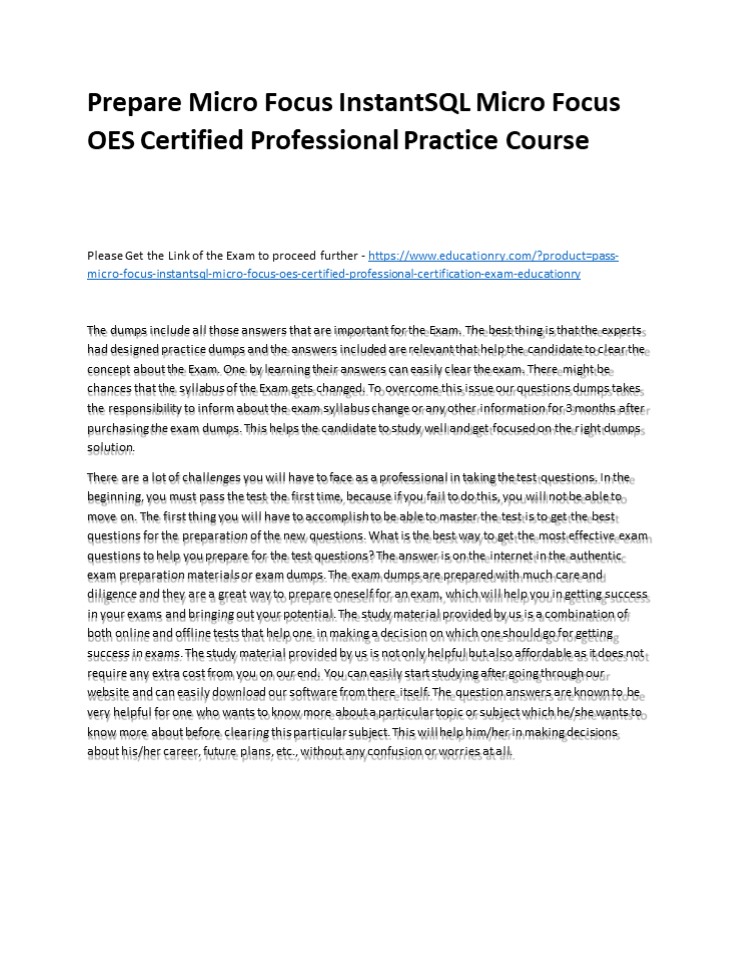 PPT – Prepare Micro Focus InstantSQL Micro Focus OES Certified ...