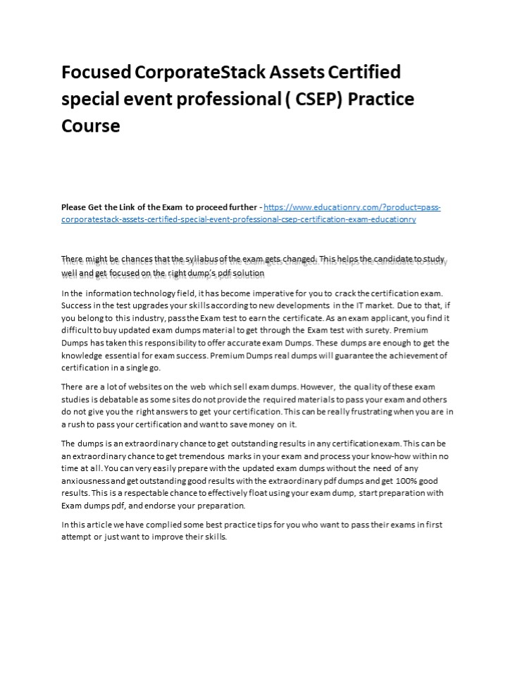 PPT – Focused CorporateStack Assets Certified special event ...