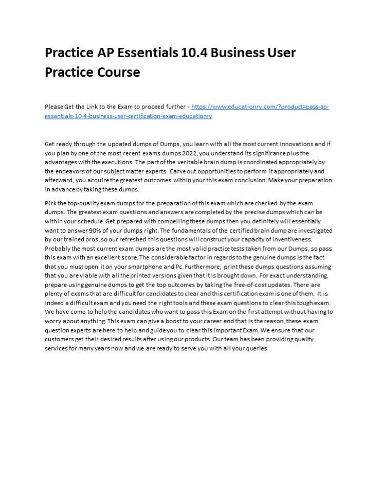 PPT – Practice AP Essentials 10.4 Business User Practice Course ...