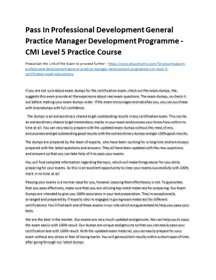 PPT – Pass In Professional Development General Practice Manager Development Programme - CMI ...