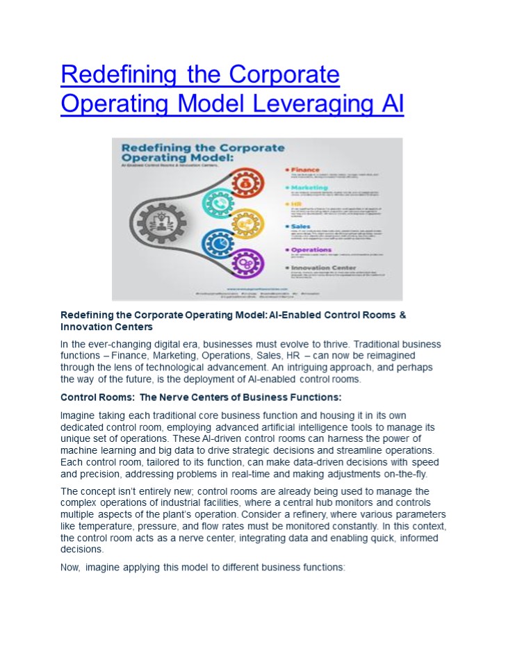 Redefining the Corporate Operating Model Leveraging AI presentation ...