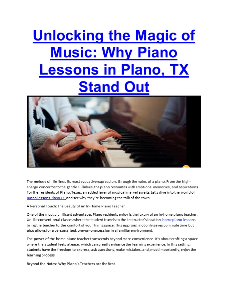 Unlocking the Magic of Music: Why Piano Lessons in Plano, TX Stand Out ...