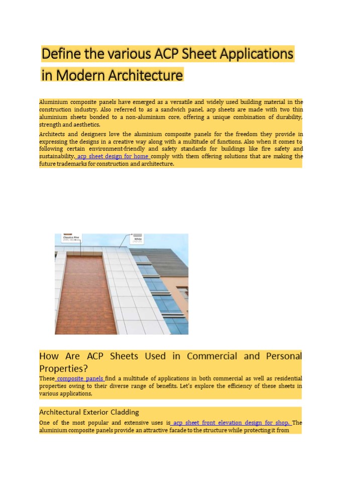 PPT – Define the various ACP Sheet Applications in Modern Architecture PowerPoint presentation ...