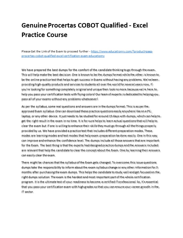 PPT – Genuine Procertas COBOT Qualified - Excel Practice Course PowerPoint presentation | free ...