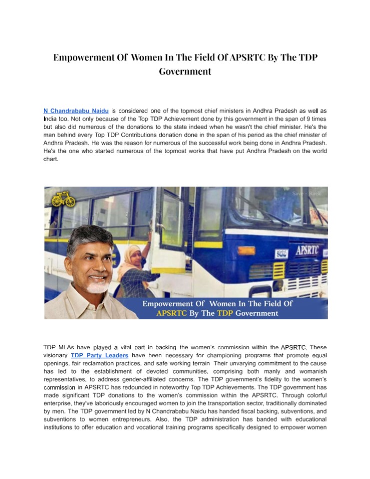 PPT – Empowerment Of Women In The Field Of APSRTC By The TDP Government PowerPoint presentation ...