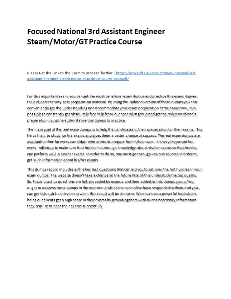 Focused National 3rd Assistant Engineer Steam/Motor/GT Practice Course ...
