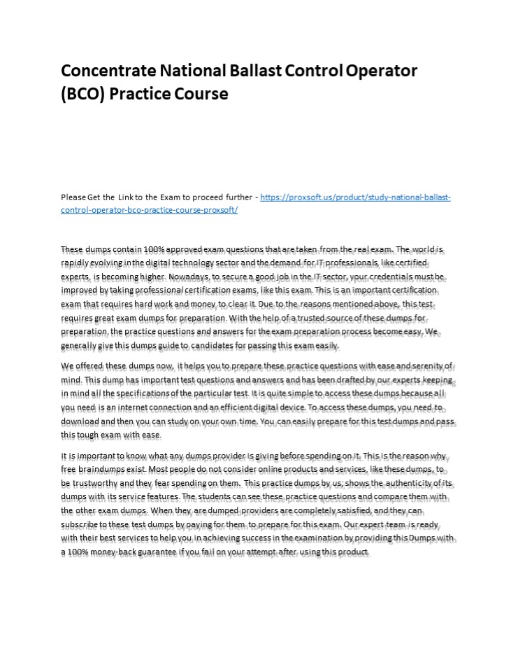 PPT – Concentrate National Ballast Control Operator (BCO) Practice ...