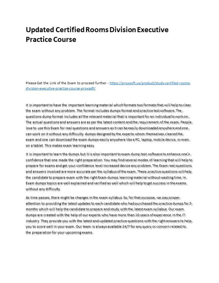 Updated Certified Rooms Division Executive Practice Course presentation | free to download