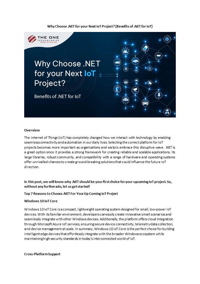 Why Choose .NET for your Next IoT Project? [Benefits of .NET for IoT ...