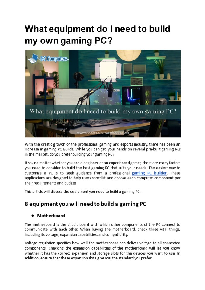 What equipment do I need to build my own gaming PC? presentation | free ...