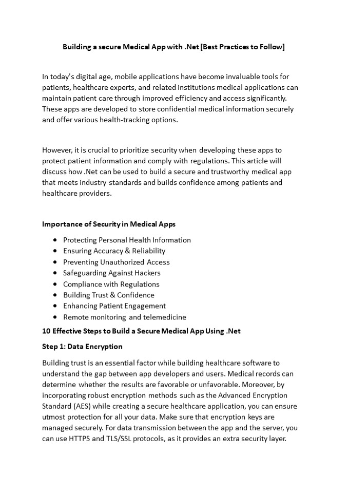 Building a secure Medical App with .Net [Best Practices to Follow ...