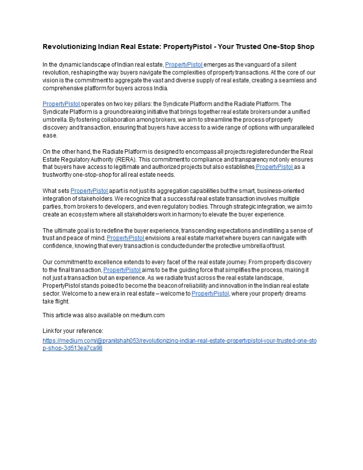 Revolutionizing Indian Real Estate: PropertyPistol - Your Trusted One ...