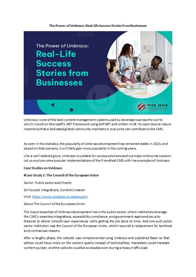 PPT – The Power of Umbraco: Real-Life Success Stories from Businesses PowerPoint presentation ...