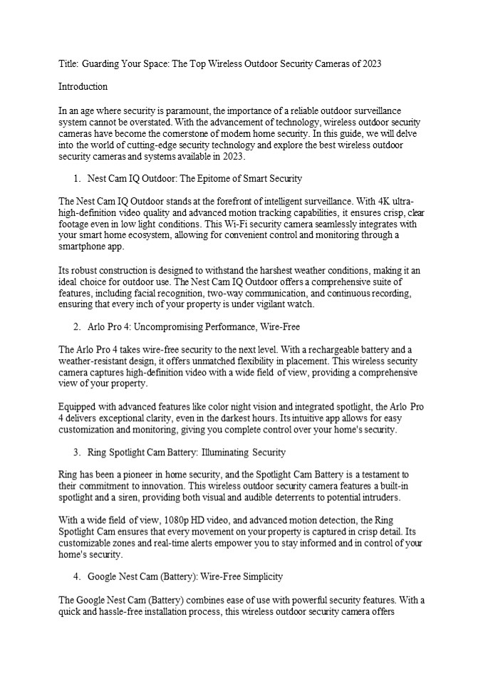 Choosing the Perfect Security Camera for Your Home: A Comprehensive ...