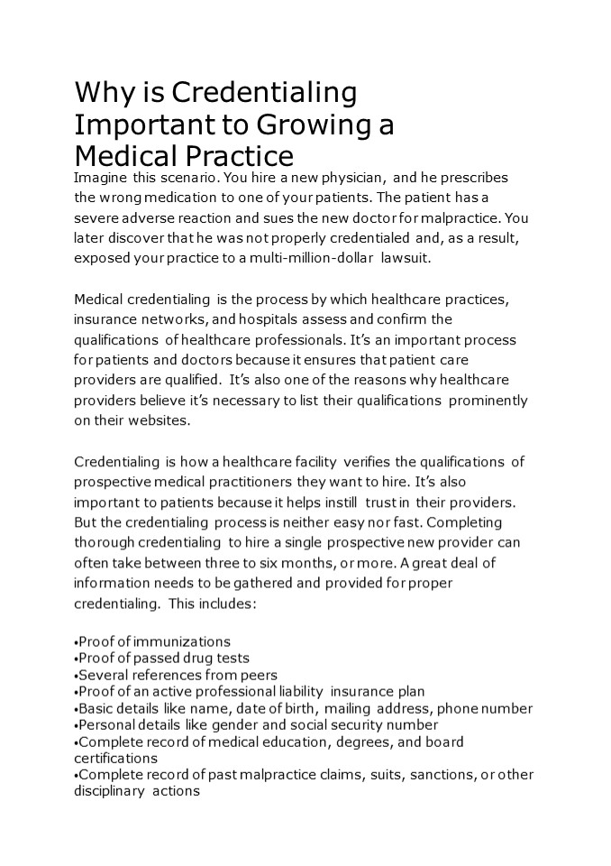 Why is Credentialing Important to Growing a Medical Practice? presentation | free to download
