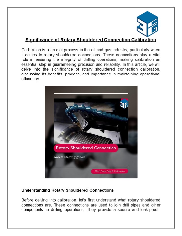 Significance of Rotary Shouldered Connection Calibration presentation ...