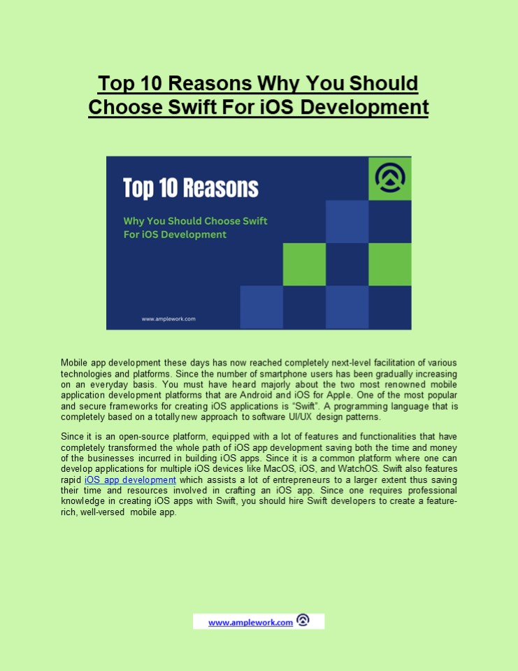 Top 10 Reasons Why You Should Choose Swift For iOS Development presentation | free to download