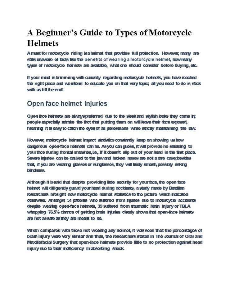 A Beginner’s Guide to Types of Motorcycle Helmets presentation | free to download